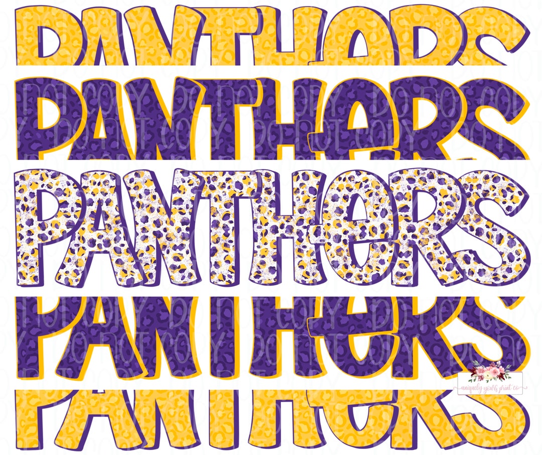 Purple & Gold Panthers Digital Design | Hand Drawn | Mascot Printable ...