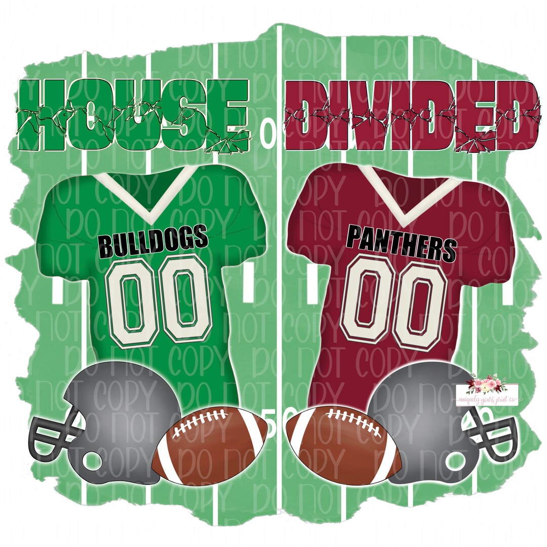 House Divided Football Digital Design | Maroon Panthers Green Bulldogs ...