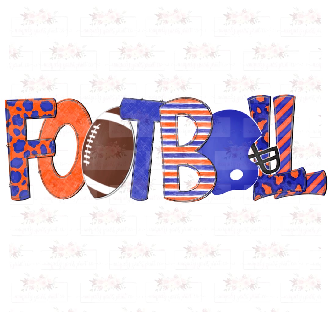 Orange and Royal Blue Football Design | Hand Drawn | PNG | Sublimation ...