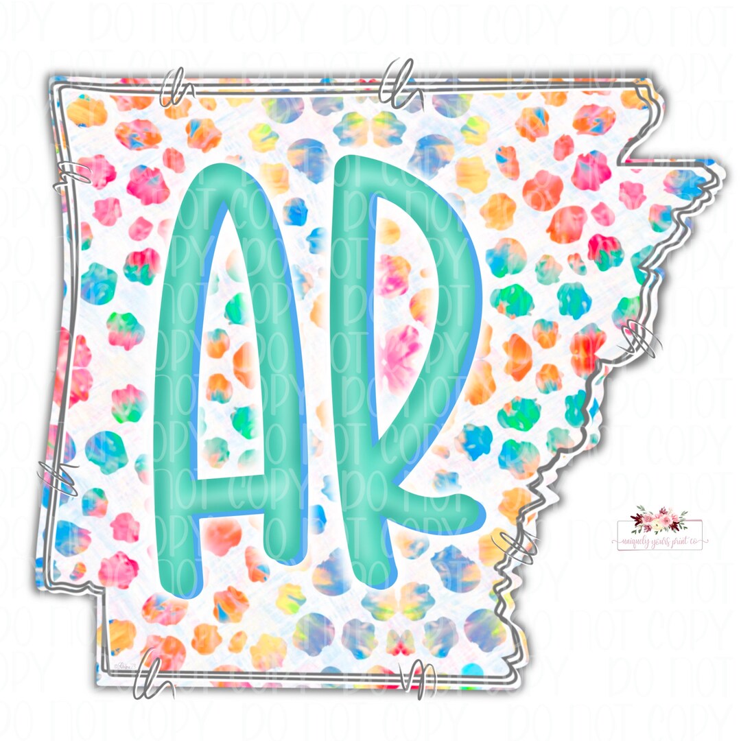 Arksnsas Digital Download | Mint AR Cheetah Tie Dye Arkansas | Hand ...
