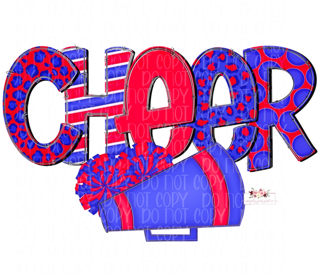 Royal Blue & Red Cheer Digital Design | Hand Drawn | PNG | Sublimation ...