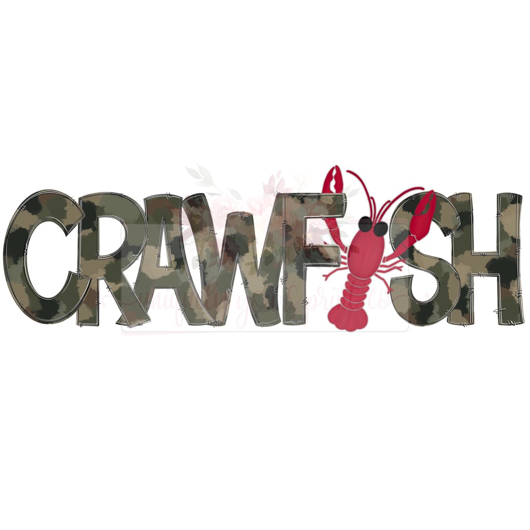 Camoflauge Crawfish Doodle | Hand Drawn | Doodle Design | Sublimation ...