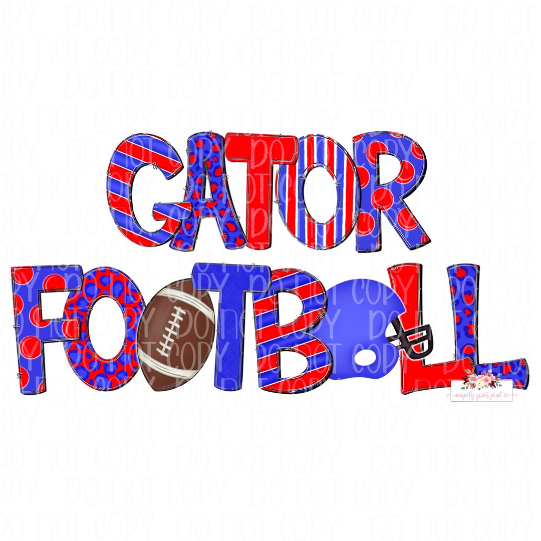 Red and Royal Blue Gators Football Digital Design | Hand Drawn | PNG ...
