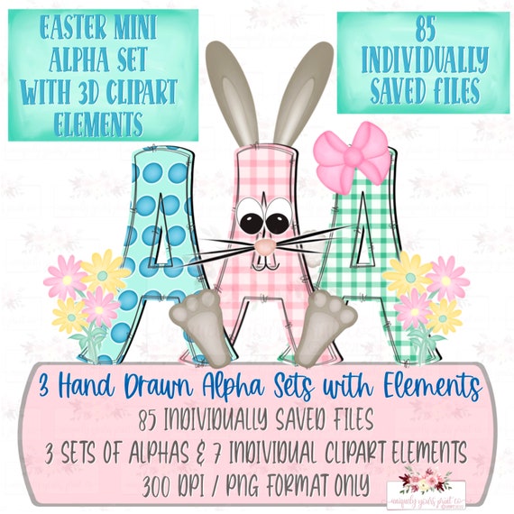 Girls Mini Trio Alpha With 3D Add-on Elements Set | Etsy