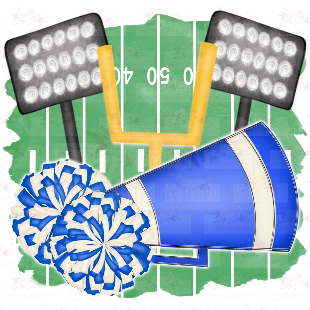 Royal Blue and White Cheer Digital Design | Football Field PNG | Hand ...