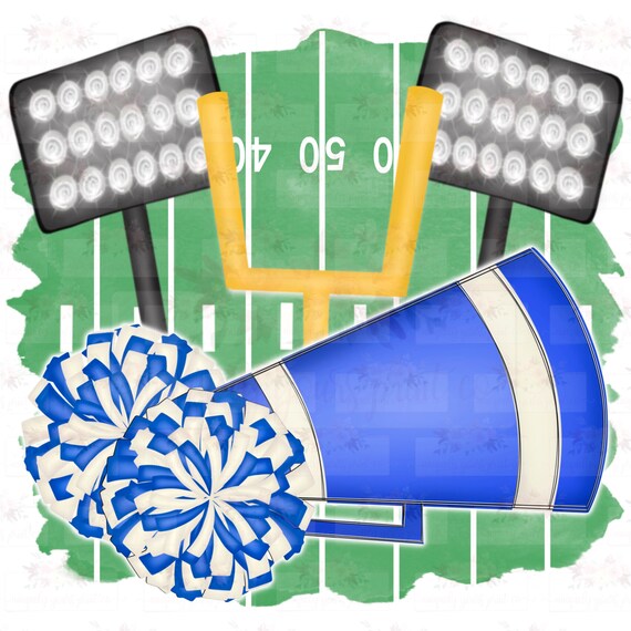 Royal Blue and White Cheer Digital Design Football Field PNG - Etsy