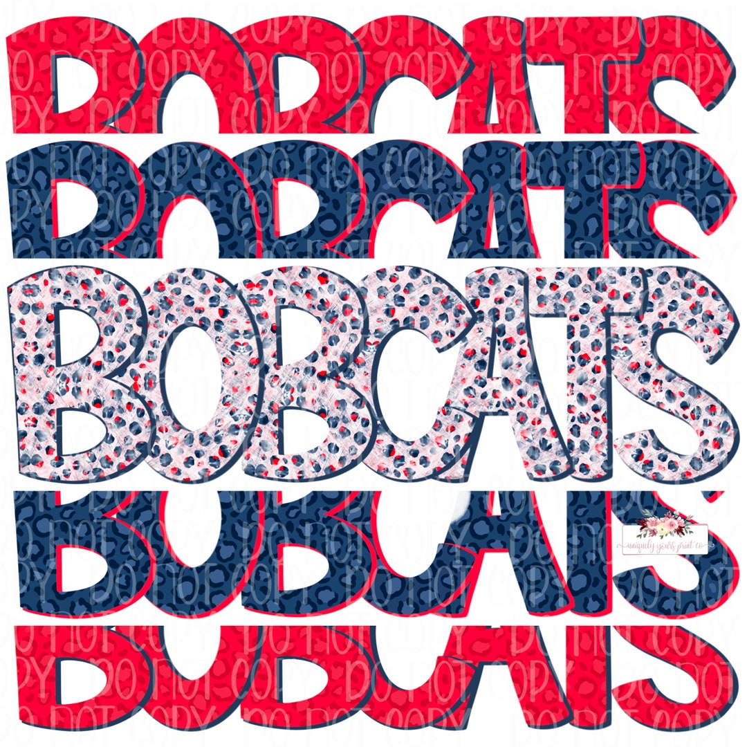 Bobcats Digital Design | Red and Navy Bobcats Mascot | Stacked Cheetah ...