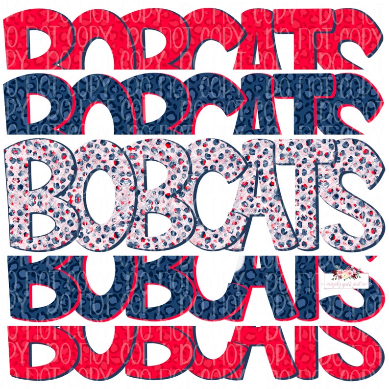 Bobcats Digital Design | Red and Navy Bobcats Mascot | Stacked Cheetah ...