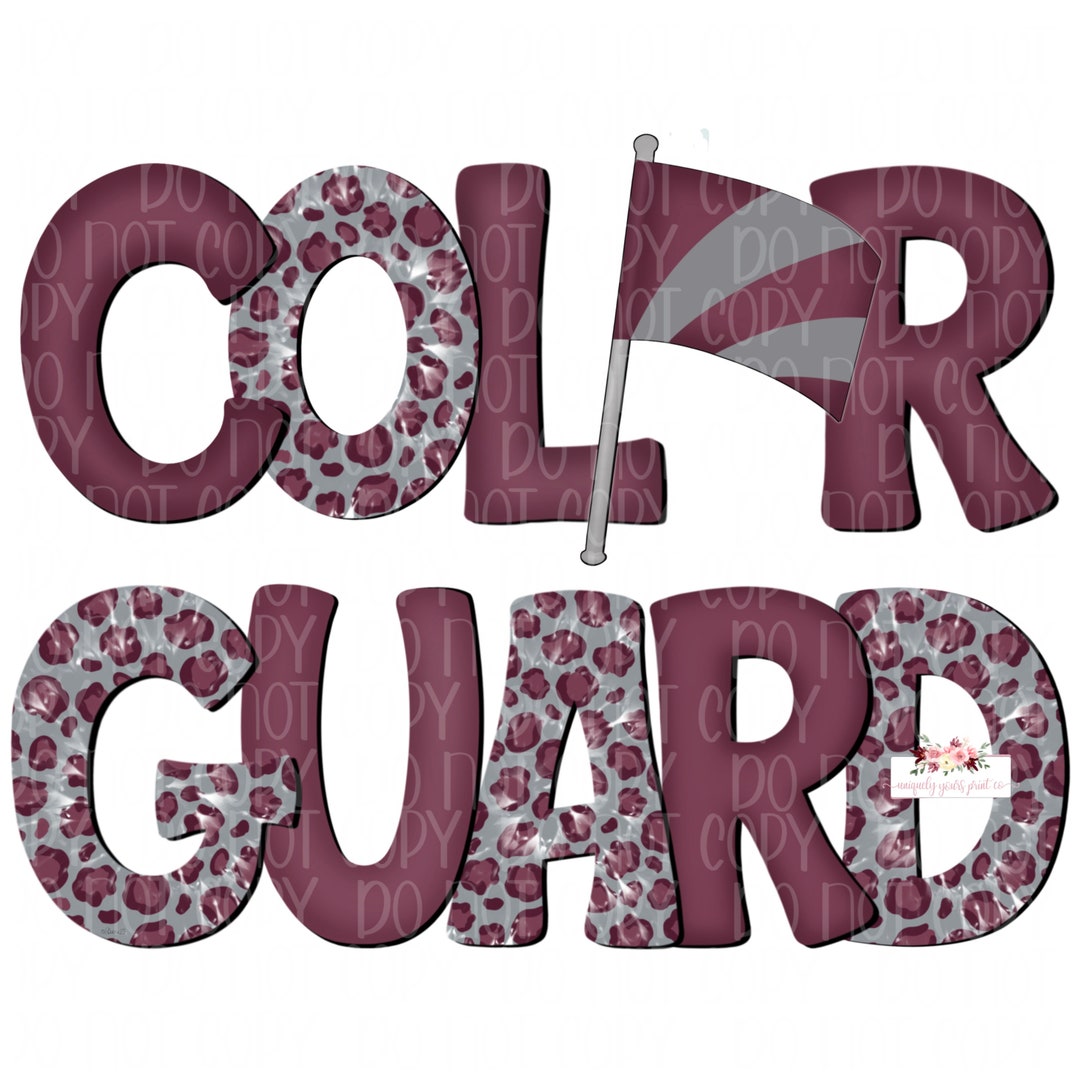 Maroon and Gray Color Guard Mom Doodle With Flag | Cheetah Tie Dye ...