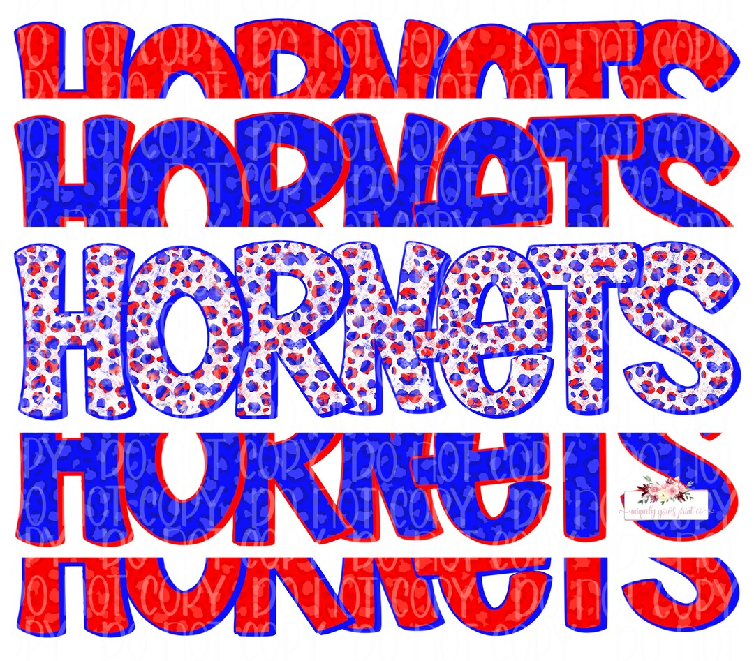 Royal Blue & Red Hornets Mascot | Cheetah Leopard Print (digital ...