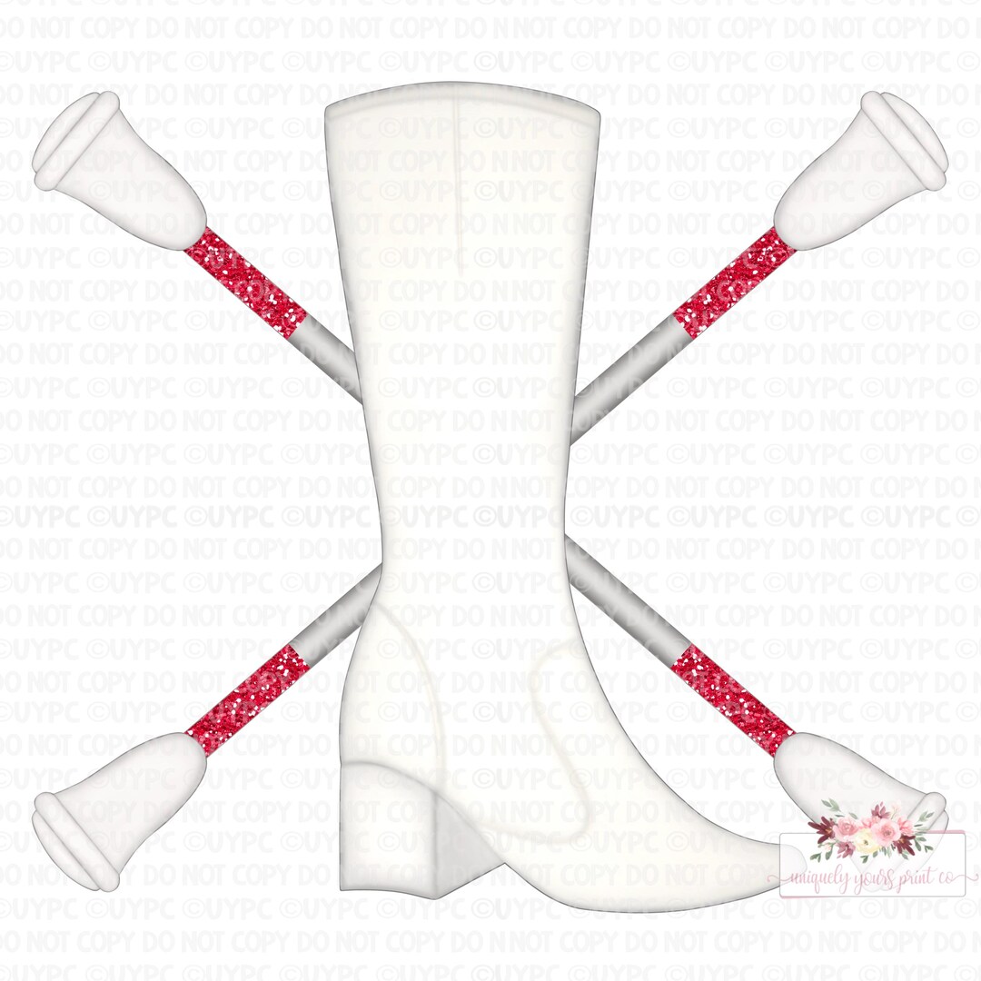 Majorette Digital Design | Red Glitter Cross Batons and Marching Boots ...