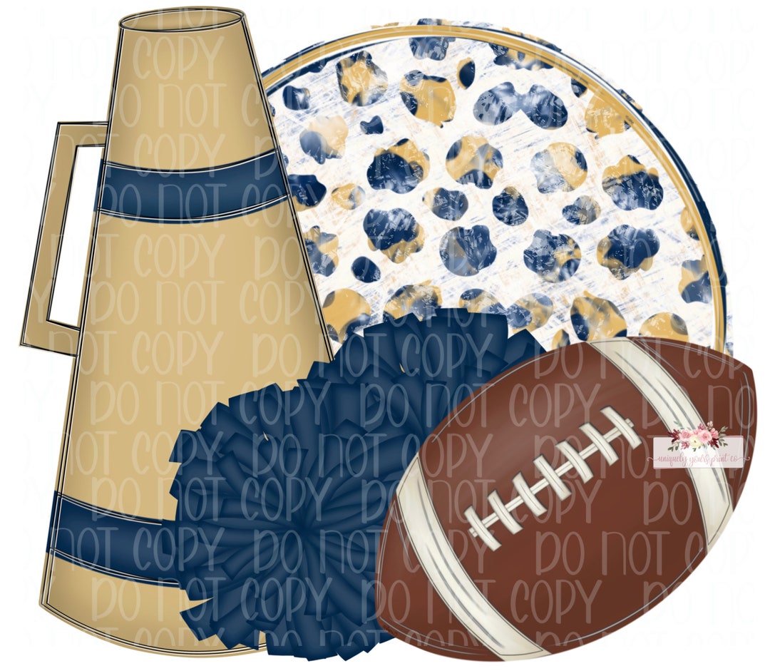 Navy and Gold Football Cheer Digital Design | Cheetah Tie Dye Circle ...