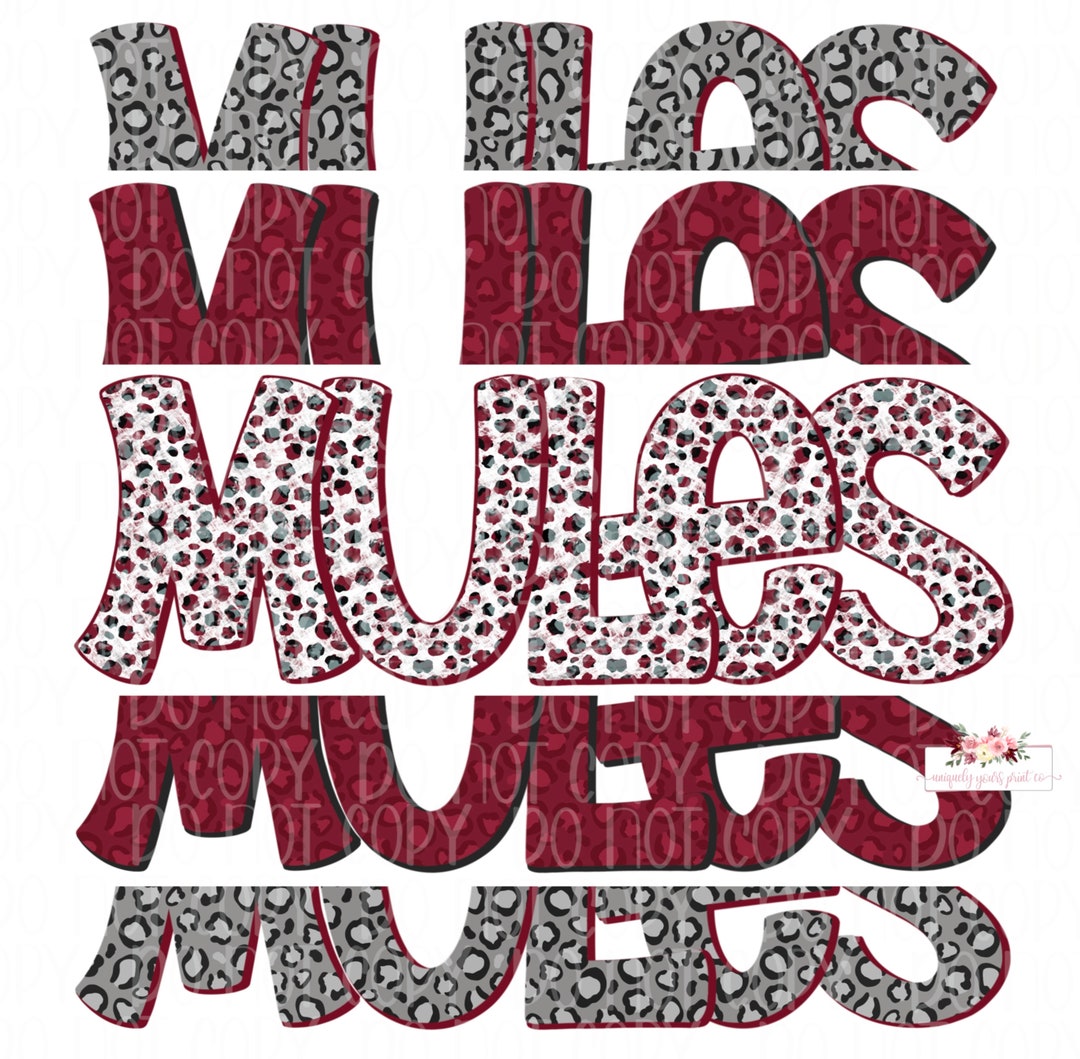 Mules Digital Design Mules Mascot Stacked Cheetah Tie Dye & Leopard ...