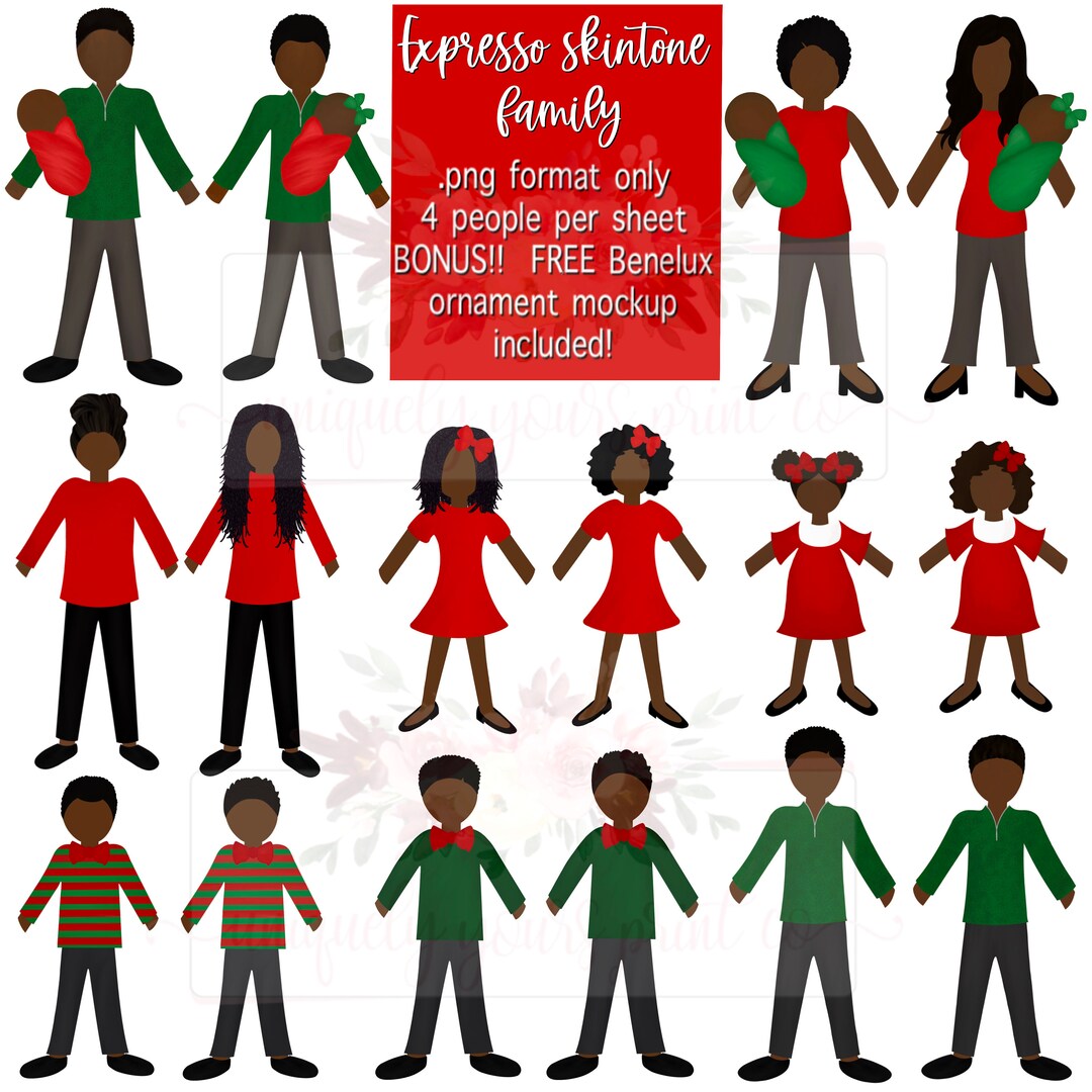 Expresso Skin Tone Family| Christmas Ornament Design | Stick People ...