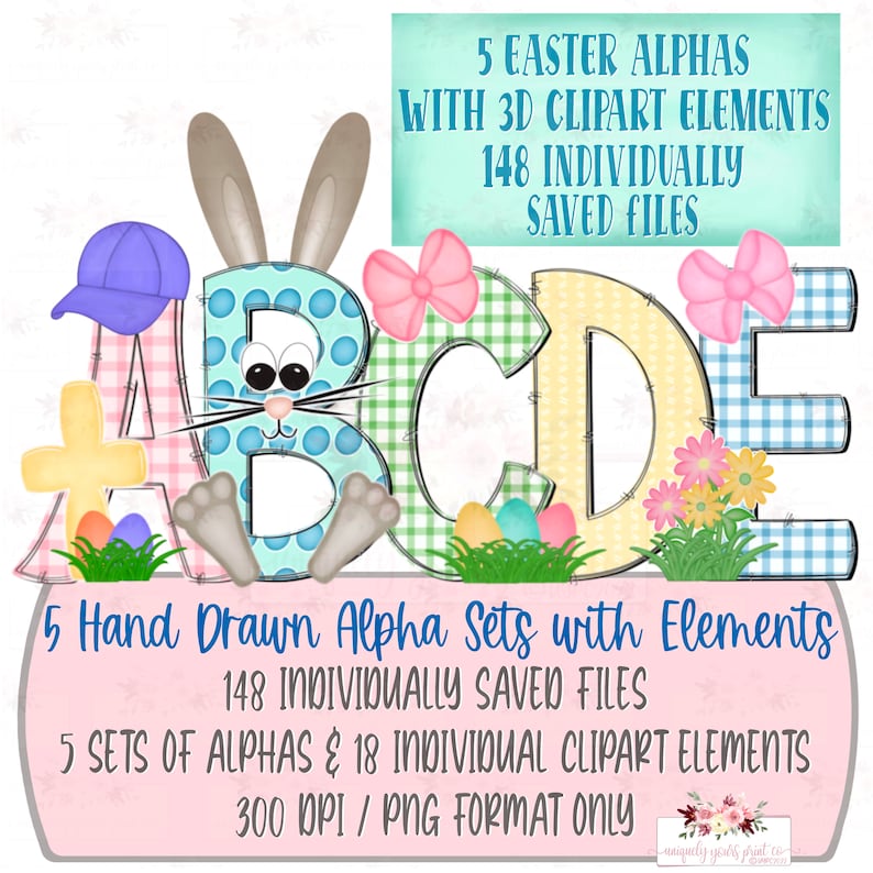 Easter Alpha Set With 3D Add-on Elements 148 Individually - Etsy