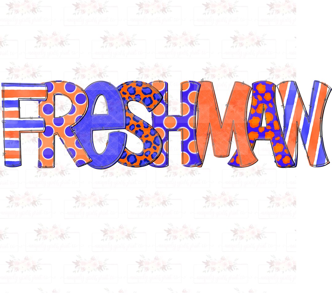 Orange and Royal Blue Freshman Doodles | Freshman PNG | Hand Drawn ...