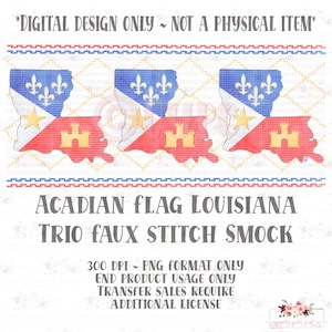 Acadian Flag Louisiana Trio Faux Stitch Smock | Acadiana | Lafayette ...