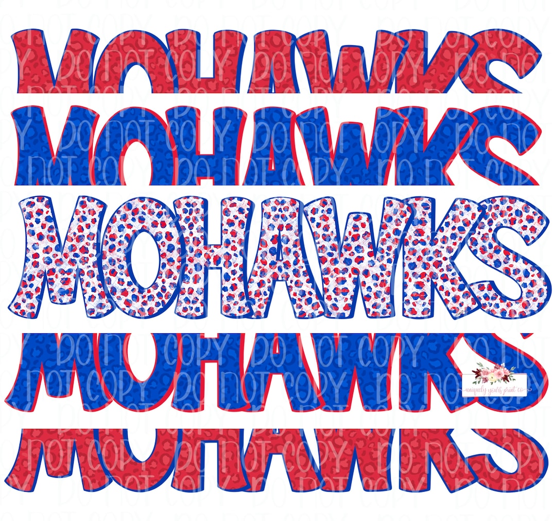 Mohawks Digital Design | Red and Royal Blue Mohawks Mascot | Stacked ...
