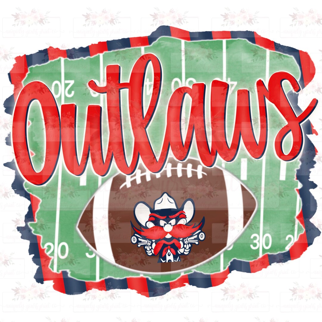 Outlaws Football Sublimation Design | Red and Blue Stripes (digital ...
