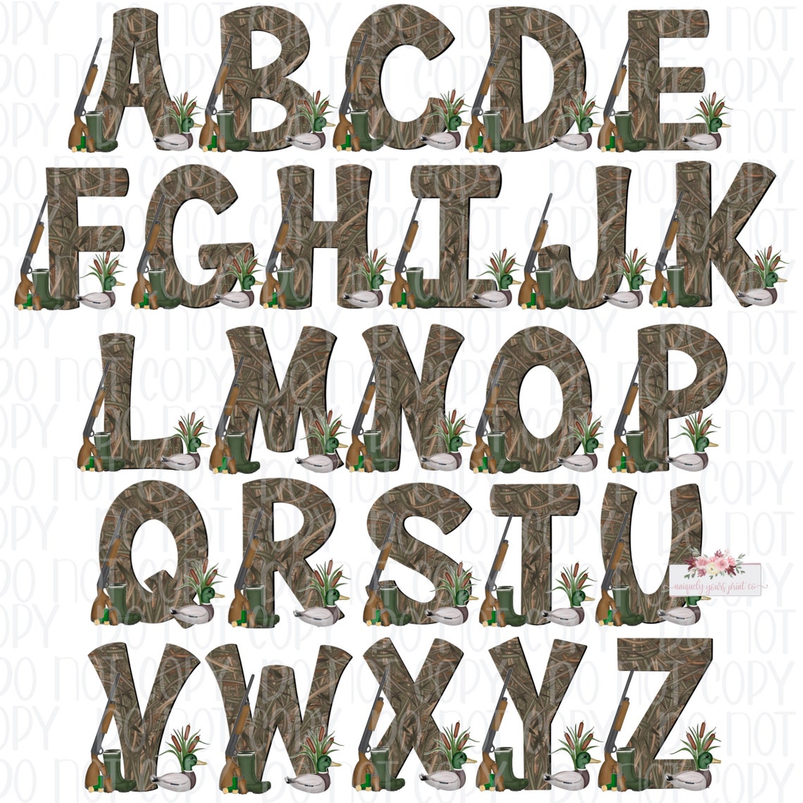 Duck Hunting Camo Alphabet Letters | PNG Clipart (digital Download) - Etsy