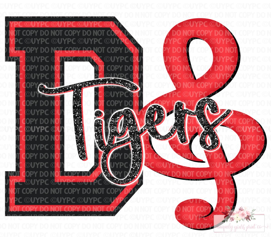 Red Black D Tigers Band Design | Varsity D | Hand Drawn | PNG ...