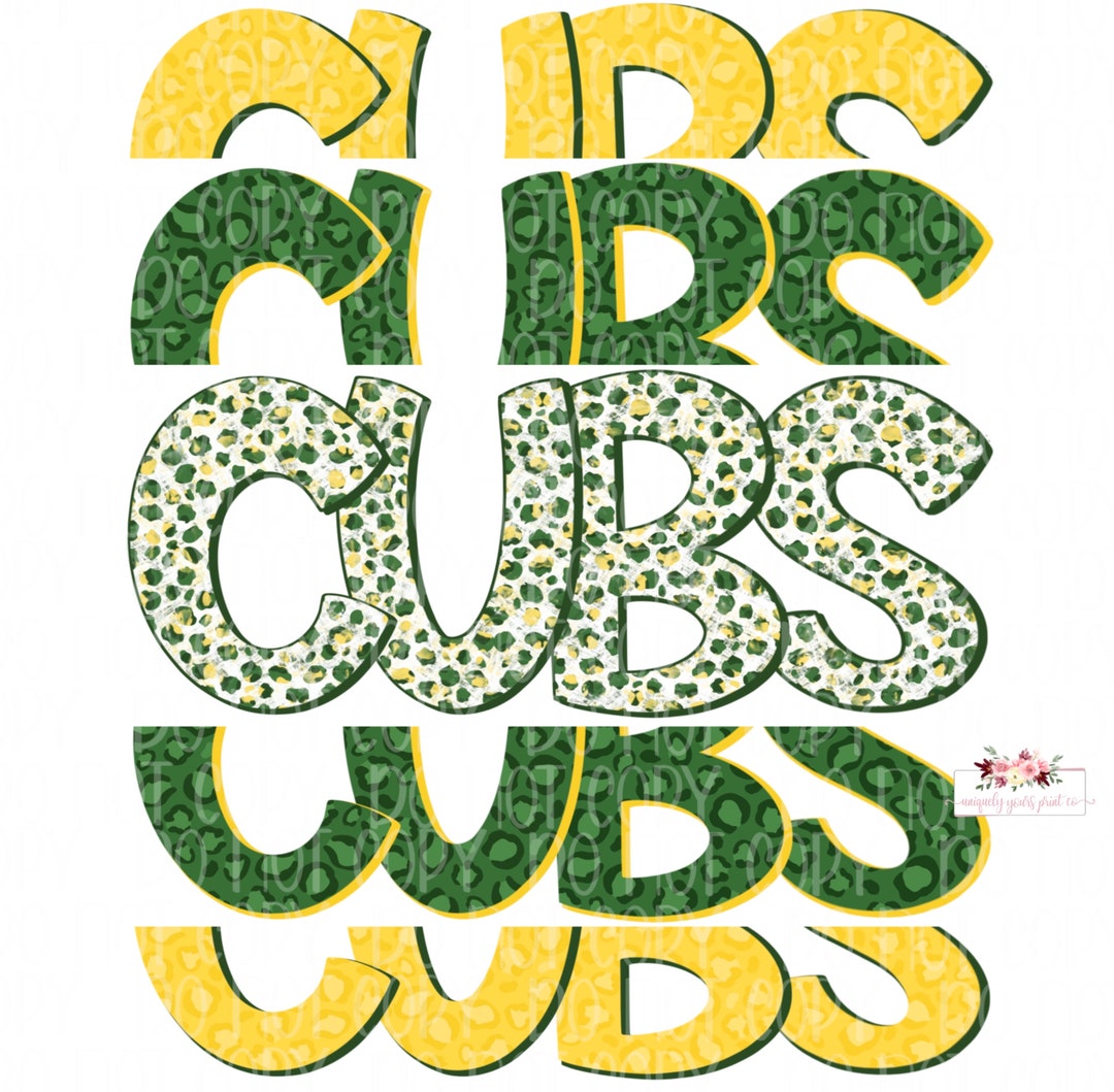 Cubs Digital Design | Green and Yellow Gold Cub School Mascot | Stacked ...