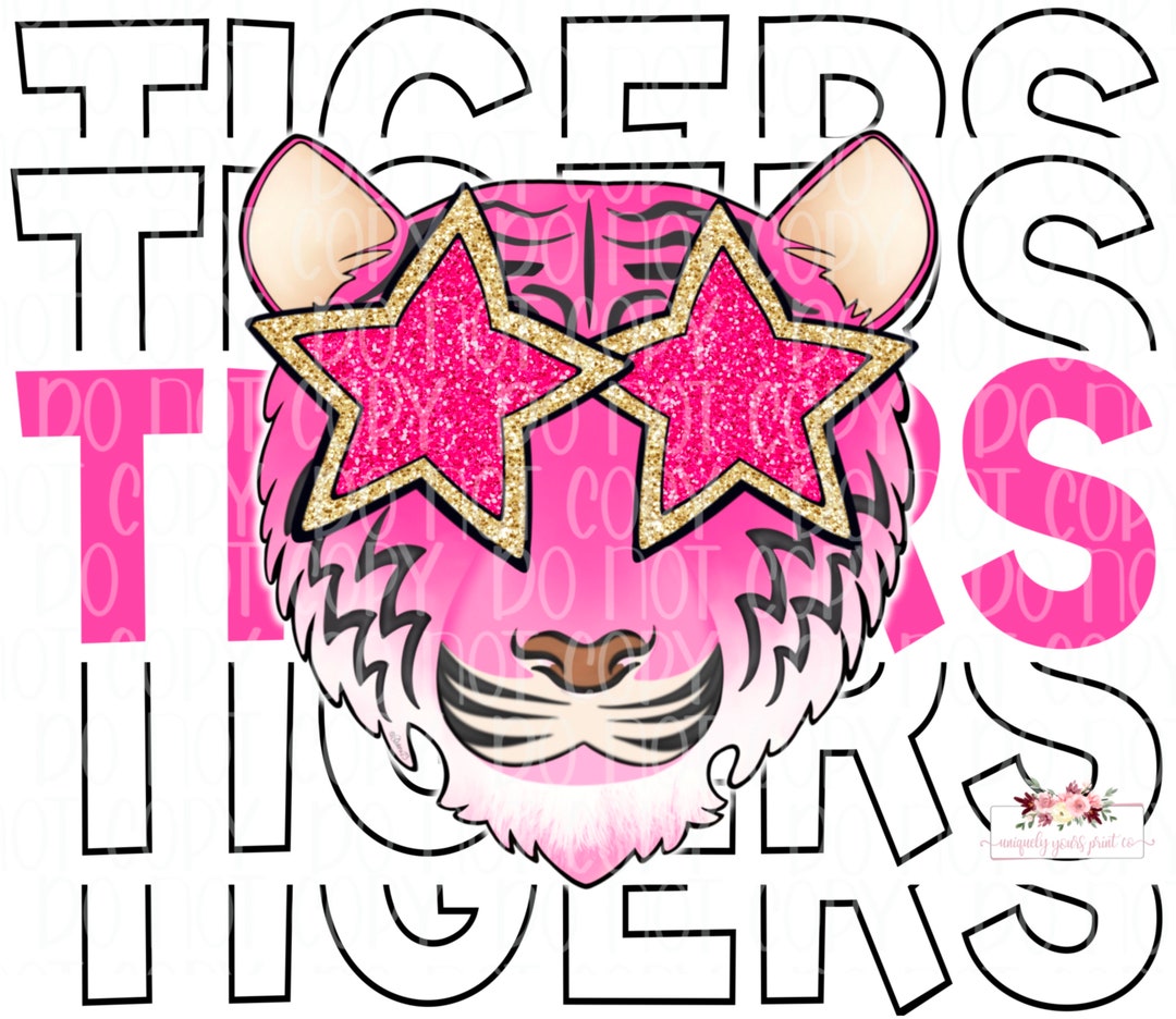 Pink Tigers Preppy Mascot Stack Digital Design | Hot Pink | Team Spirit ...