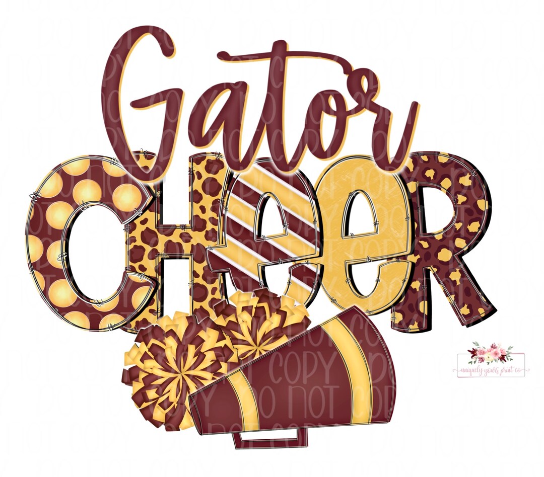 Maroon and Gold Gator Cheer Digital Design | Hand Drawn | PNG ...