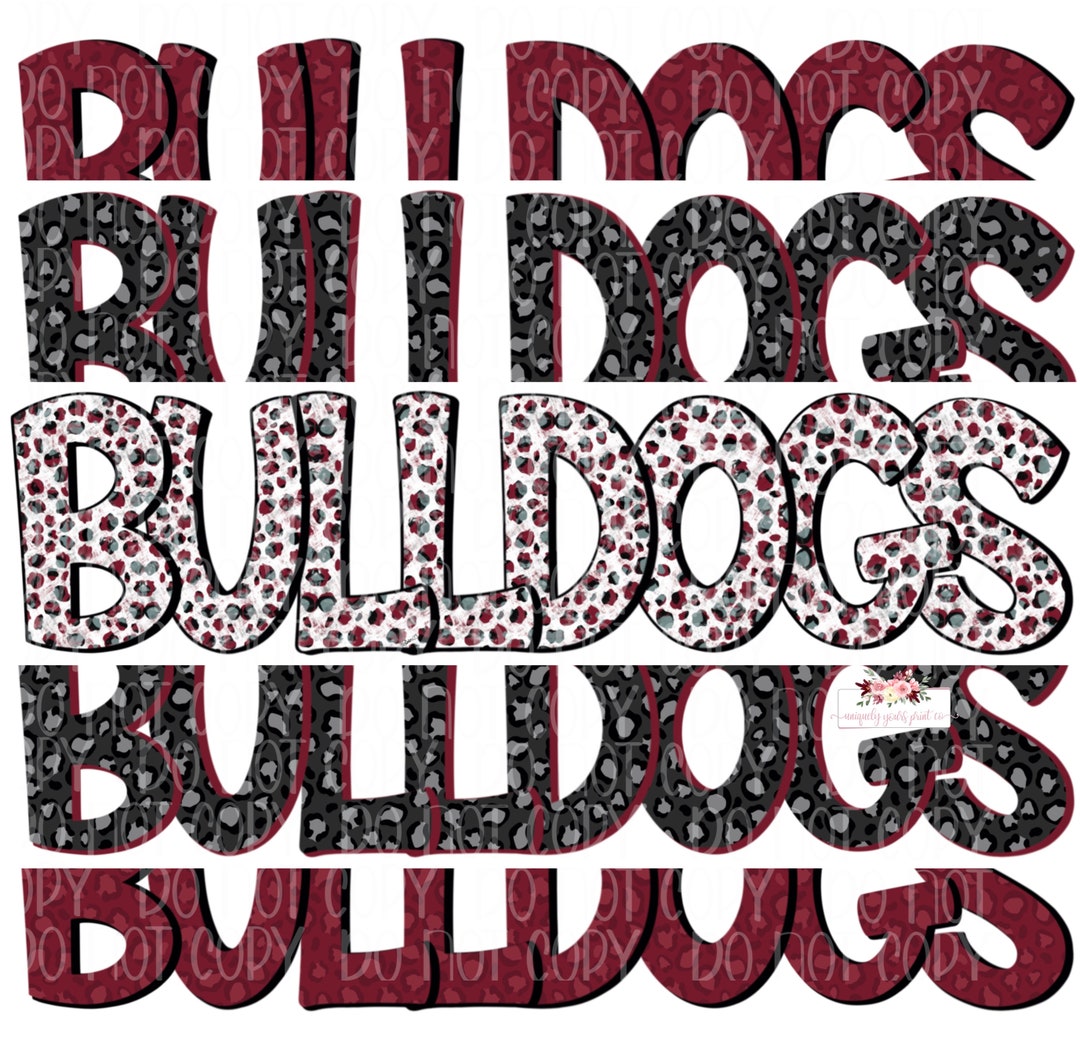 Maroon and Gray Bulldogs Digital Design | Hand Drawn | Mascot Printable ...