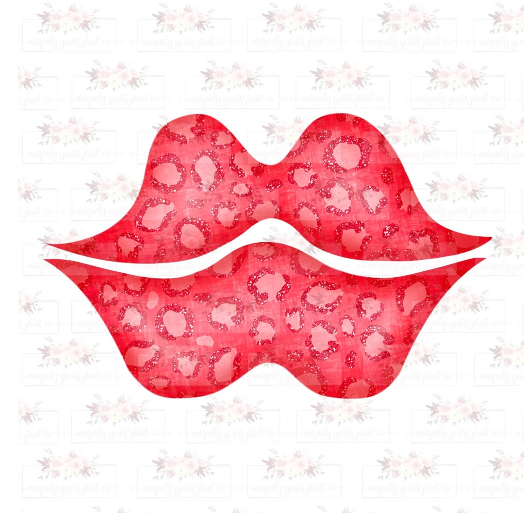 Red Glitter Cheetah Leopard Lips Png | Valentines Day Lips | Hand Drawn ...