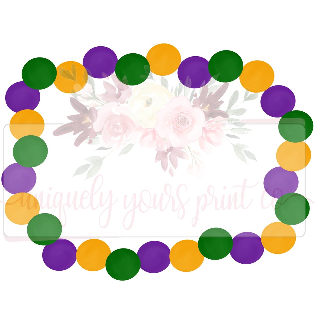 Mardi Gras Bead Frame PNG | Hand Drawn Design | Sublimation | Who Dat ...