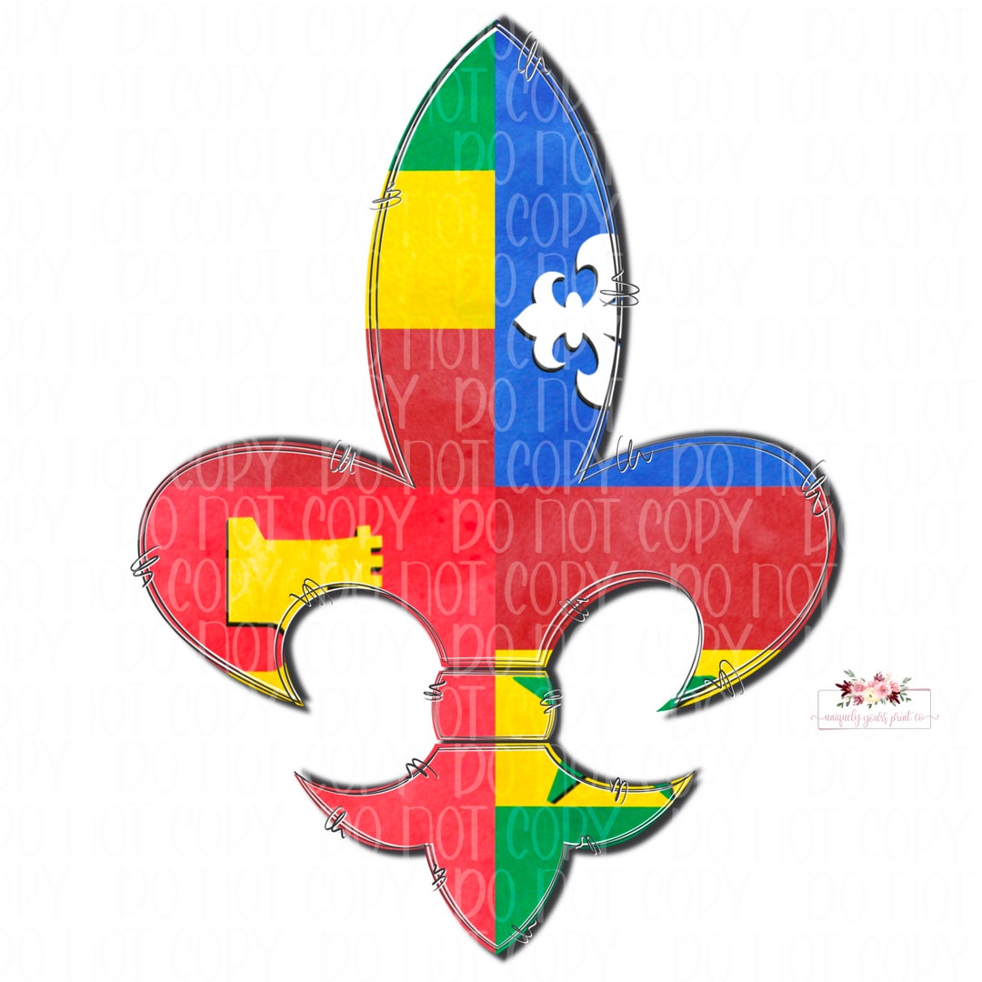Creole Flag Filled Fleur De Lis Watercolor Digital Design | Acadiana ...