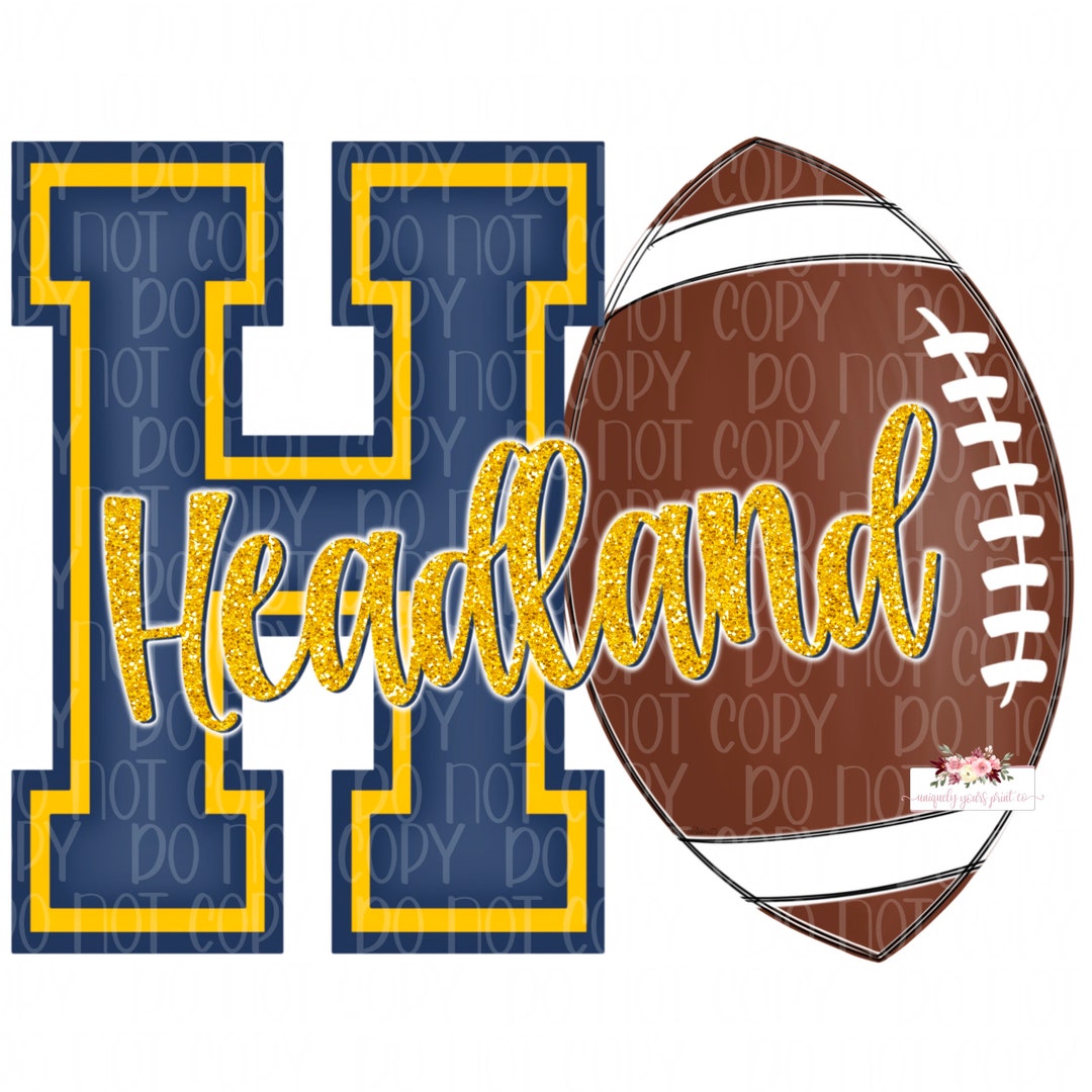 Headland Football Digital Design | Navy and Gold Glitter | Hand Drawn ...