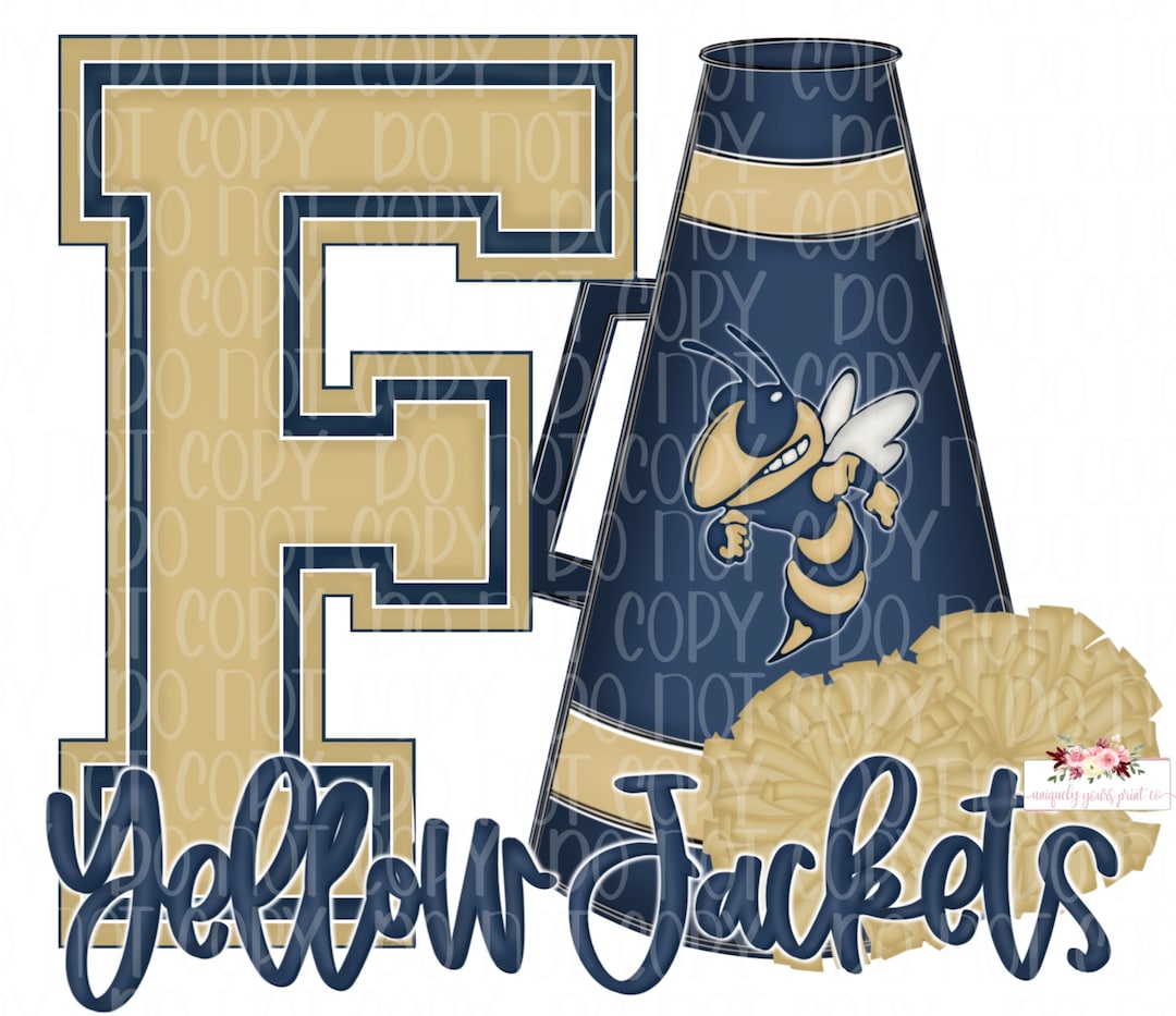 Yellow Jackets Football With Mascot Digital Design | Navy Blue and Old ...