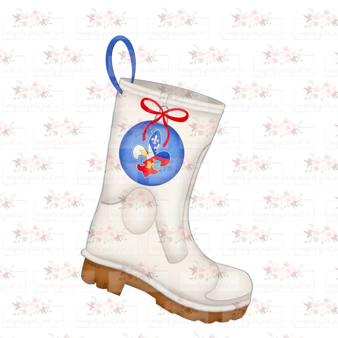 Shrimp Boot Stocking With Acadian Flag Ornament | Louisiana| Cajun ...
