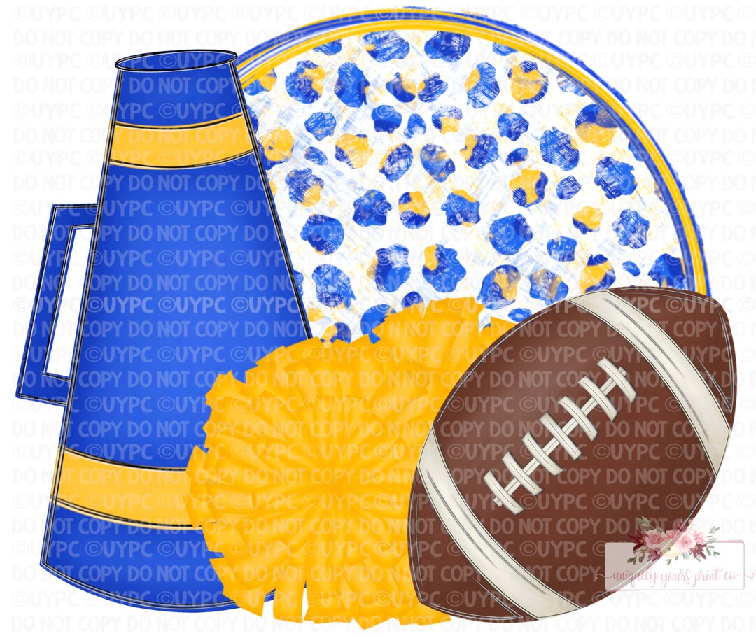 Blue and Gold Football Cheer Digital Design | Cheetah Tie Dye Circle ...