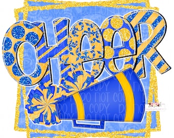 Orange & Royal Blue Cheer Design Hand Drawn PNG - Etsy