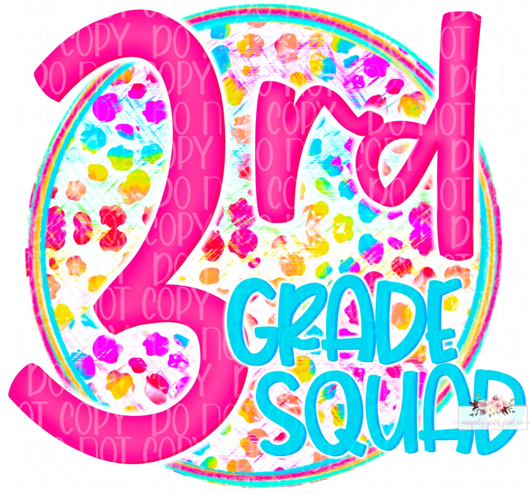 Third Grade Squad Digital Design | Bright Cheetah Tie Dye | 3rd Grade ...