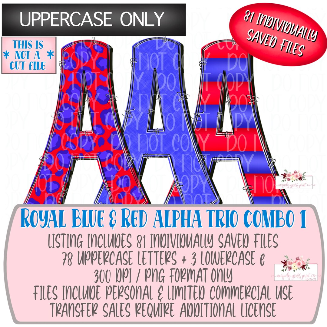 Red & Blue Uppercase Alphabet Set | Hand Drawn PNG (digital Download ...