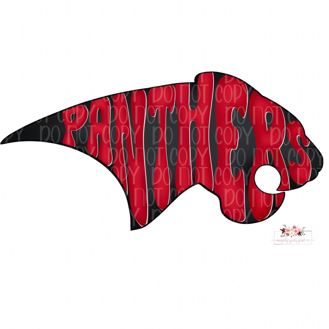 Red and Black Panthers Mascot Doodle Digital Design | Hand Drawn ...