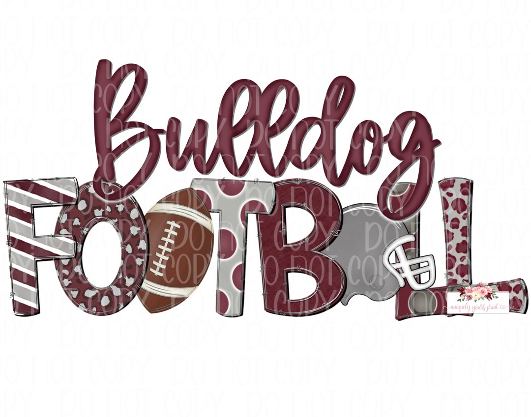 Burgundy Bulldogs Football Design | Hand Drawn | PNG | Sublimation ...