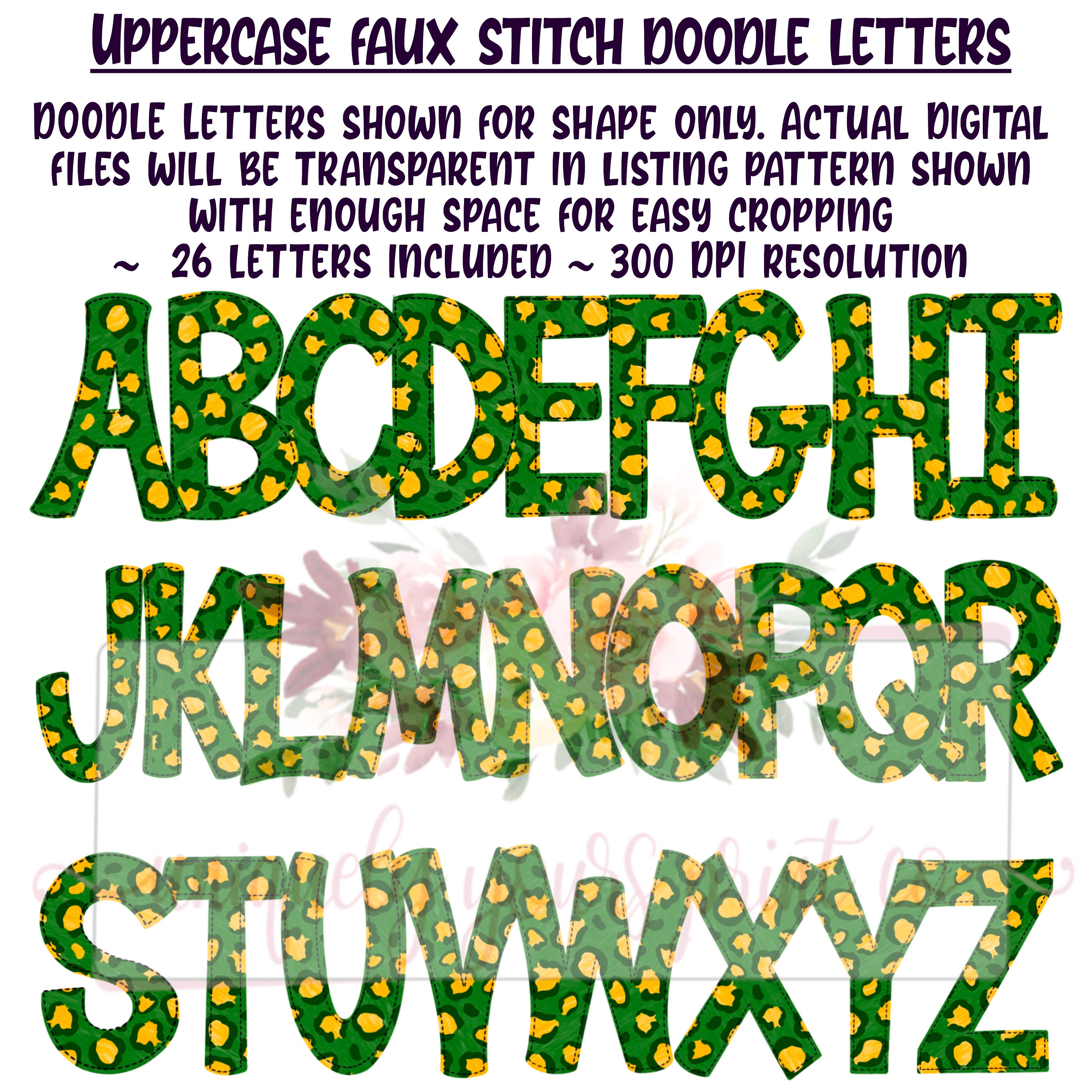 Green and Gold Leopard/cheetah Doodle Alphabet Set Faux - Etsy