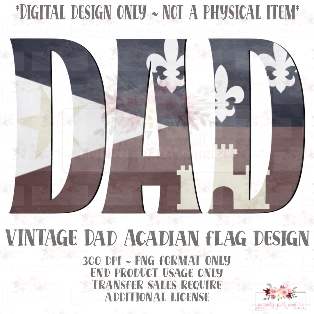 Vintage Acadian Flag Dad Doodle | Acadiana | Cajun Fathers Day | Hand ...