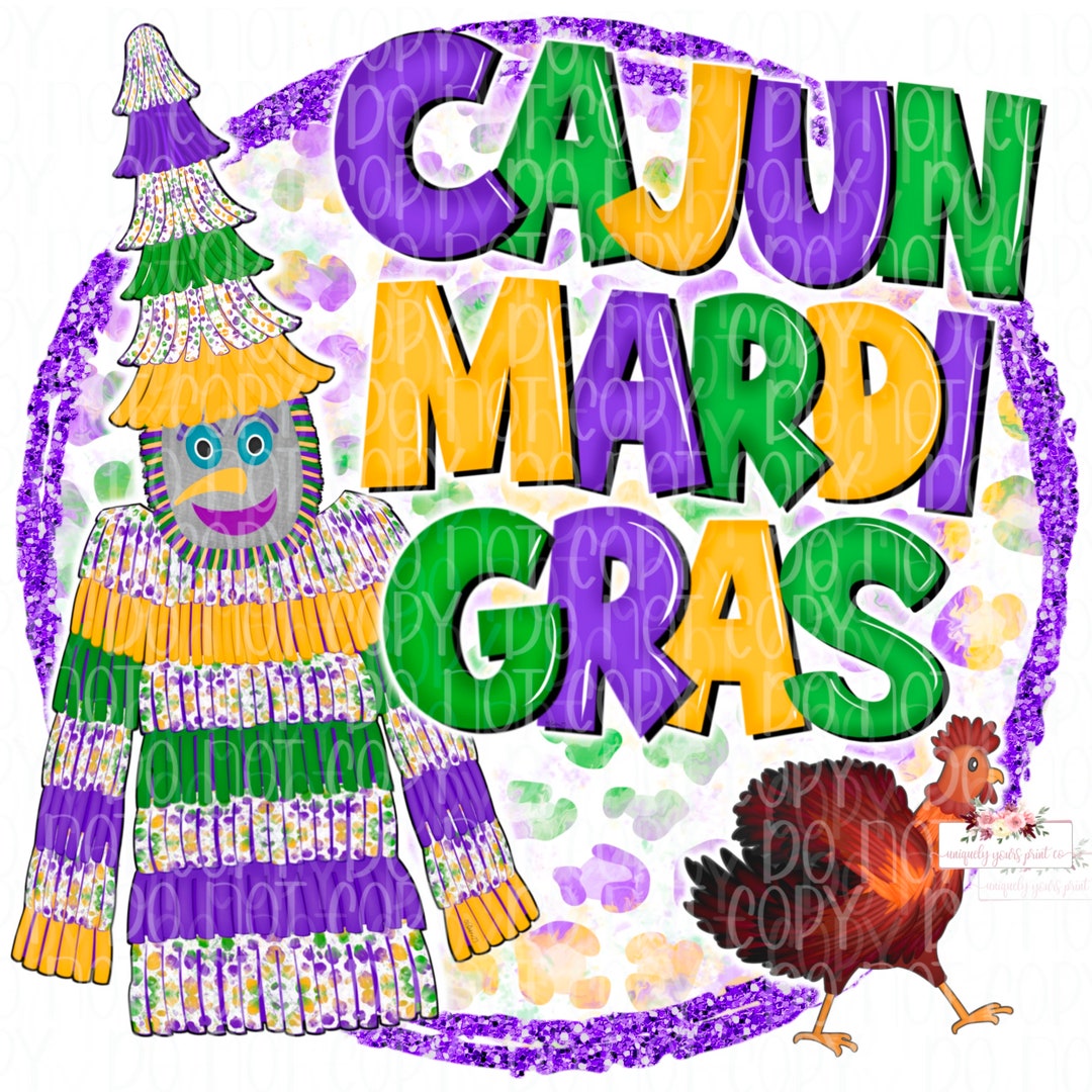 Cajun Mardi Gras Digital Design | Purple Green Gold Watercolor Leopard ...