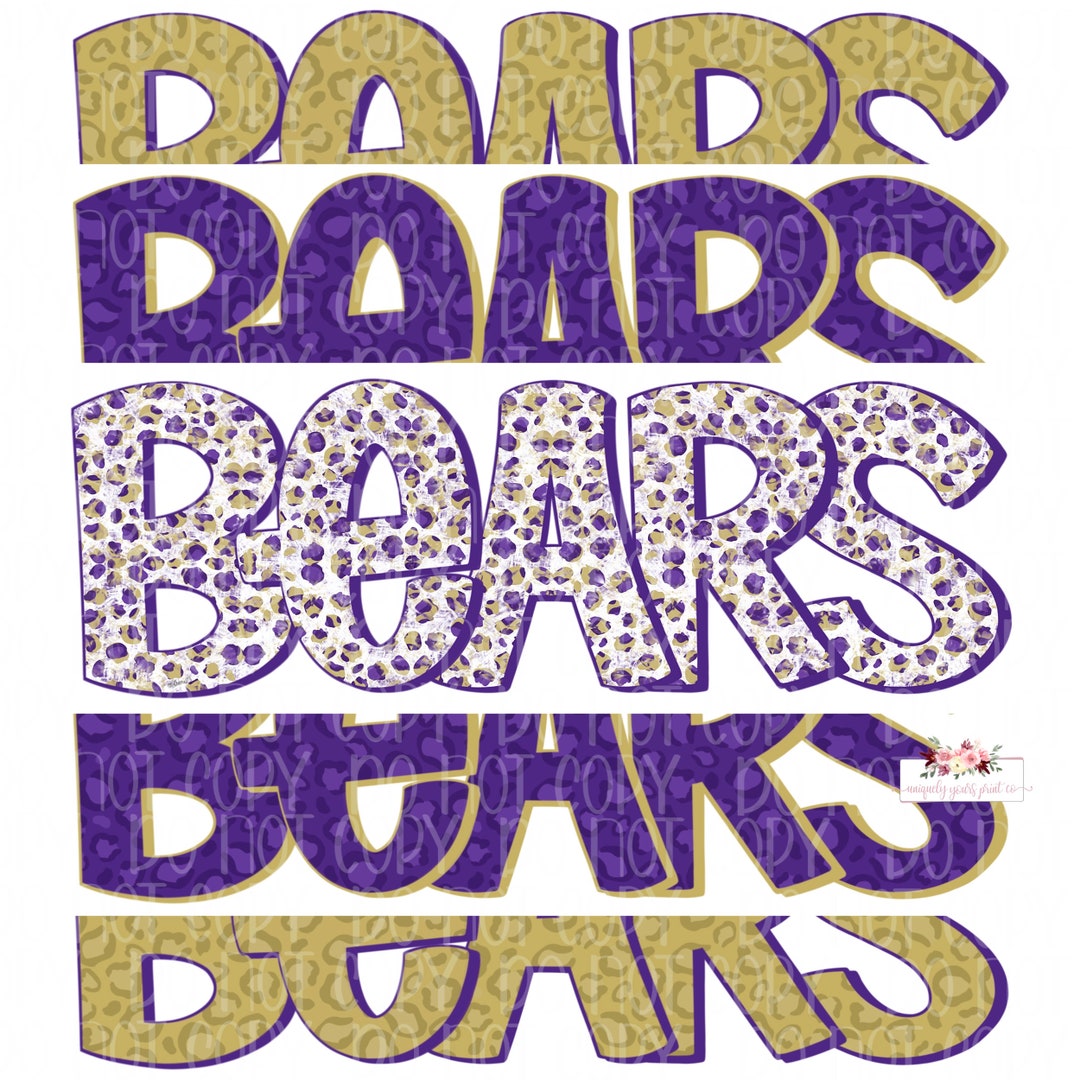 Bears Digital Design | Purple Gold Bears School Mascot | Stacked ...
