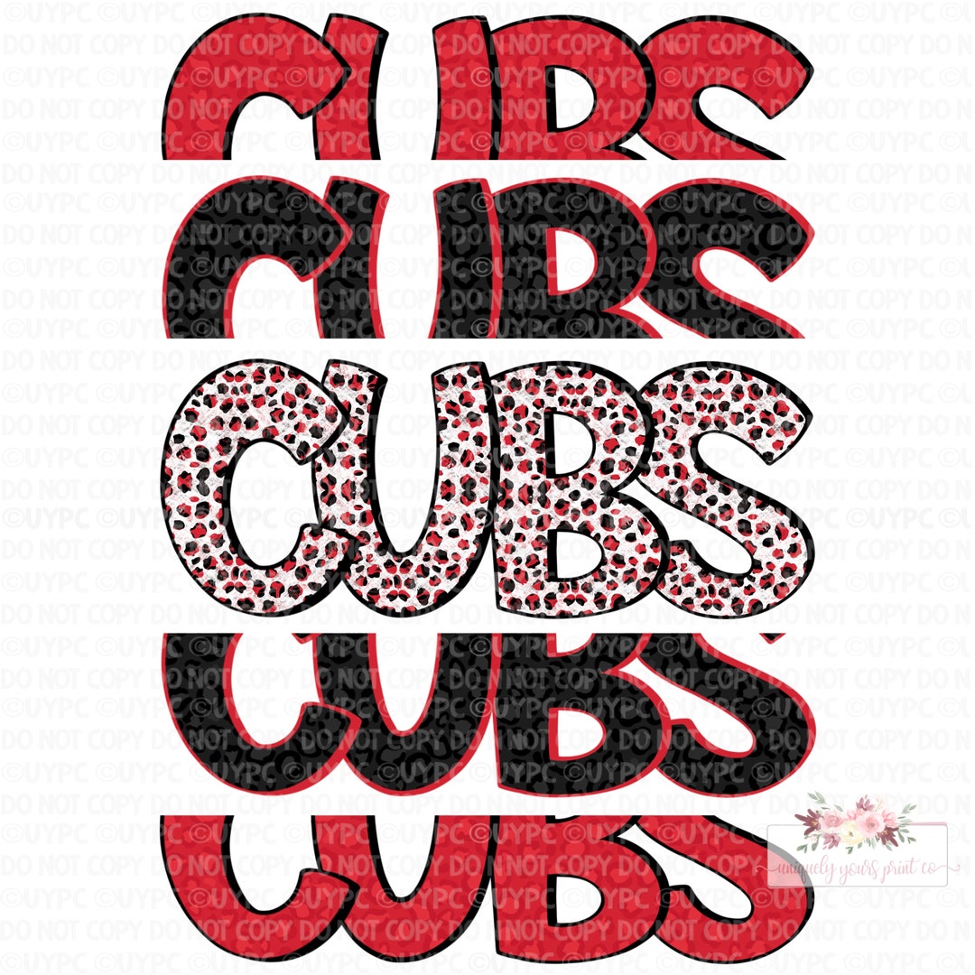 Cubs Digital Design | Red and Black Cub School Mascot | Stacked Cheetah ...