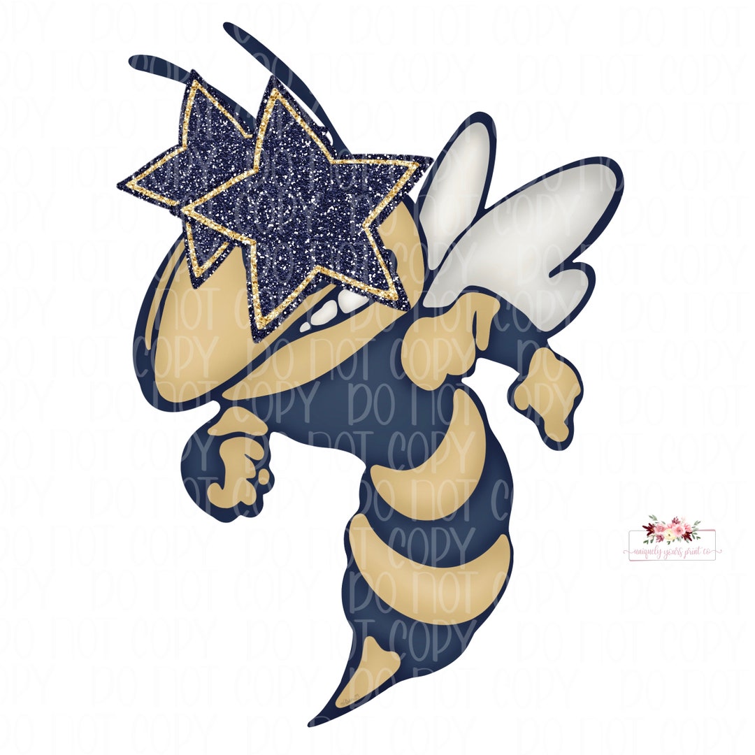 Preppy Star Eyed Mascot | Navy and Gold Jackets Hornets Mascot Digital ...