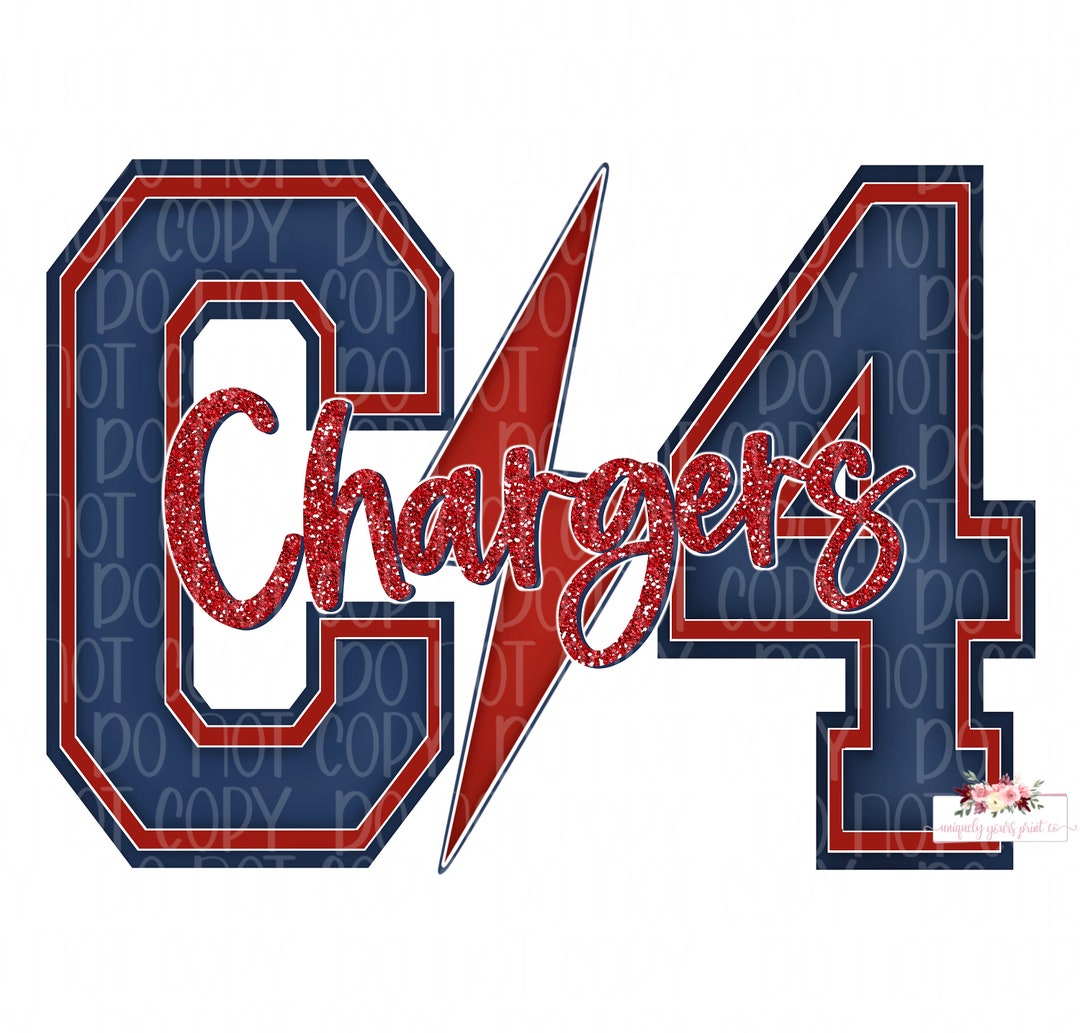 C4 Chargers Cheer Digital Design Navy and Red Glitter Cheer Hand Drawn ...