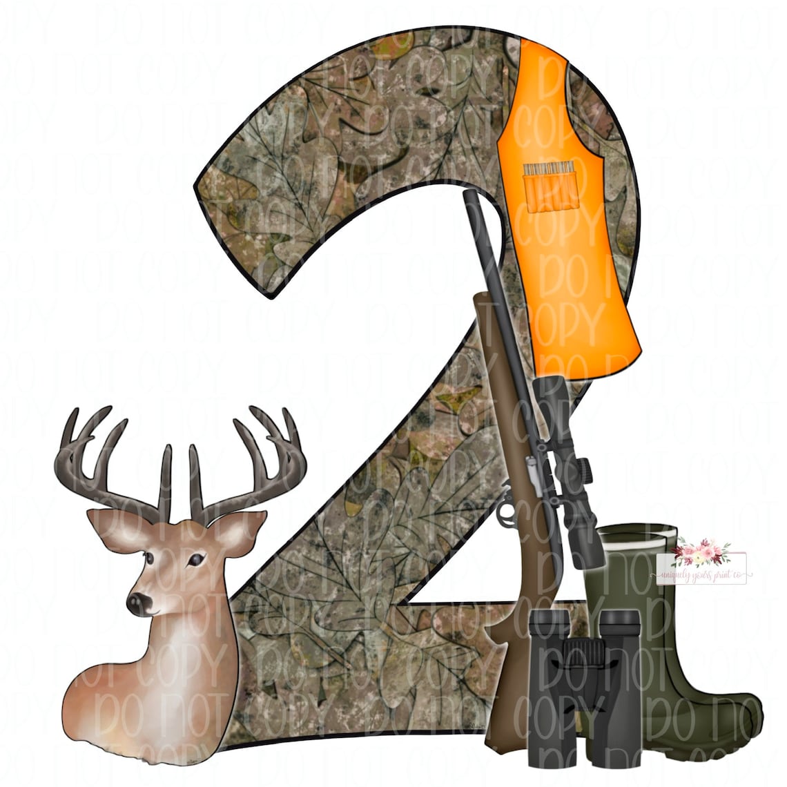 Number 2 Deer Hunting Elements Digital Design Deer Hunting 2 - Etsy