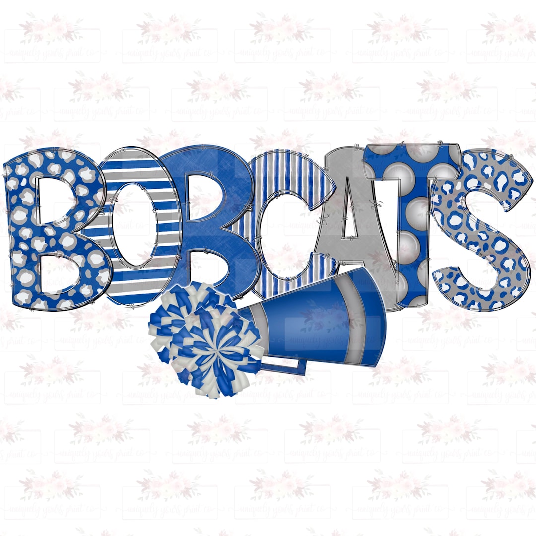 Royal and Gray Bobcats Cheer Digital Design | Hand Drawn | PNG ...